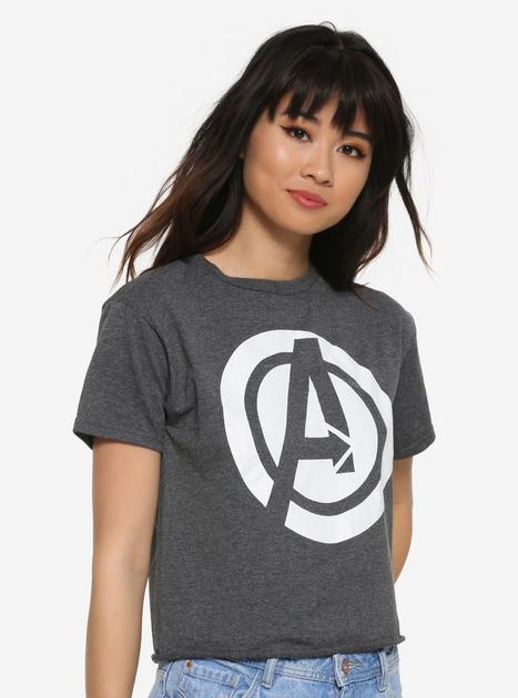 Marvel The Avengers White Logo Girls Crop Top | Hot Topic