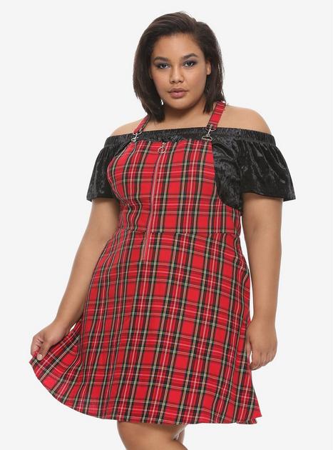 Red Plaid O Ring Skirtall Plus Size Hot Topic