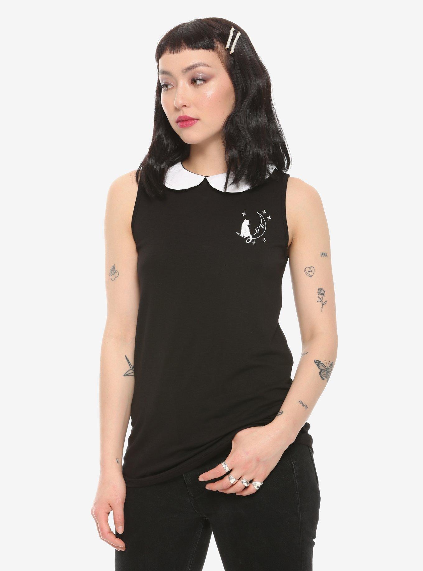 Cat & Moon Girls Collared Tank Top | Hot Topic