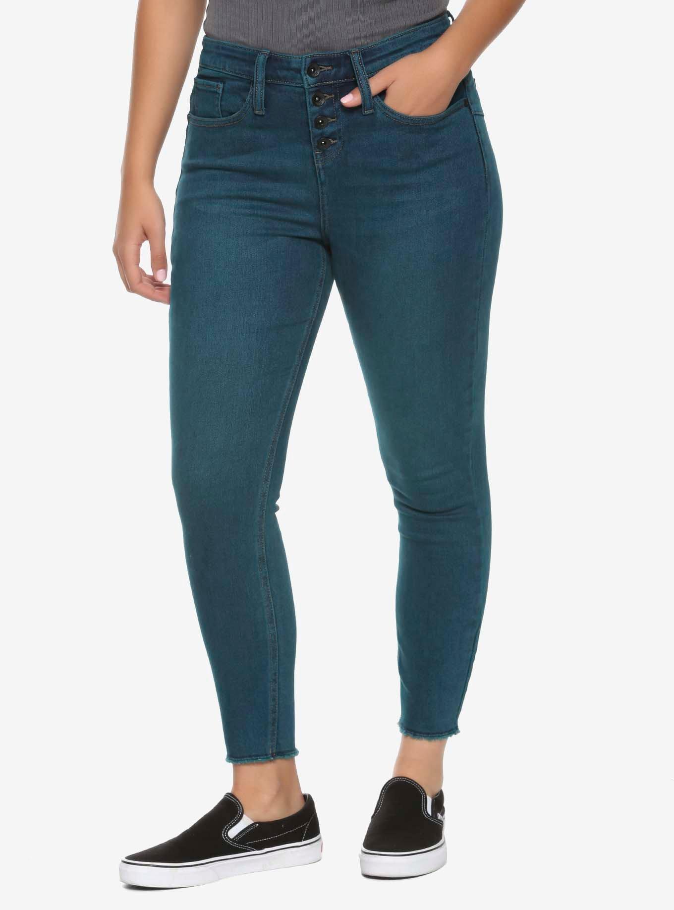 Ht Denim Teal Wash Hi Rise Super Skinny Jeans Hot Topic