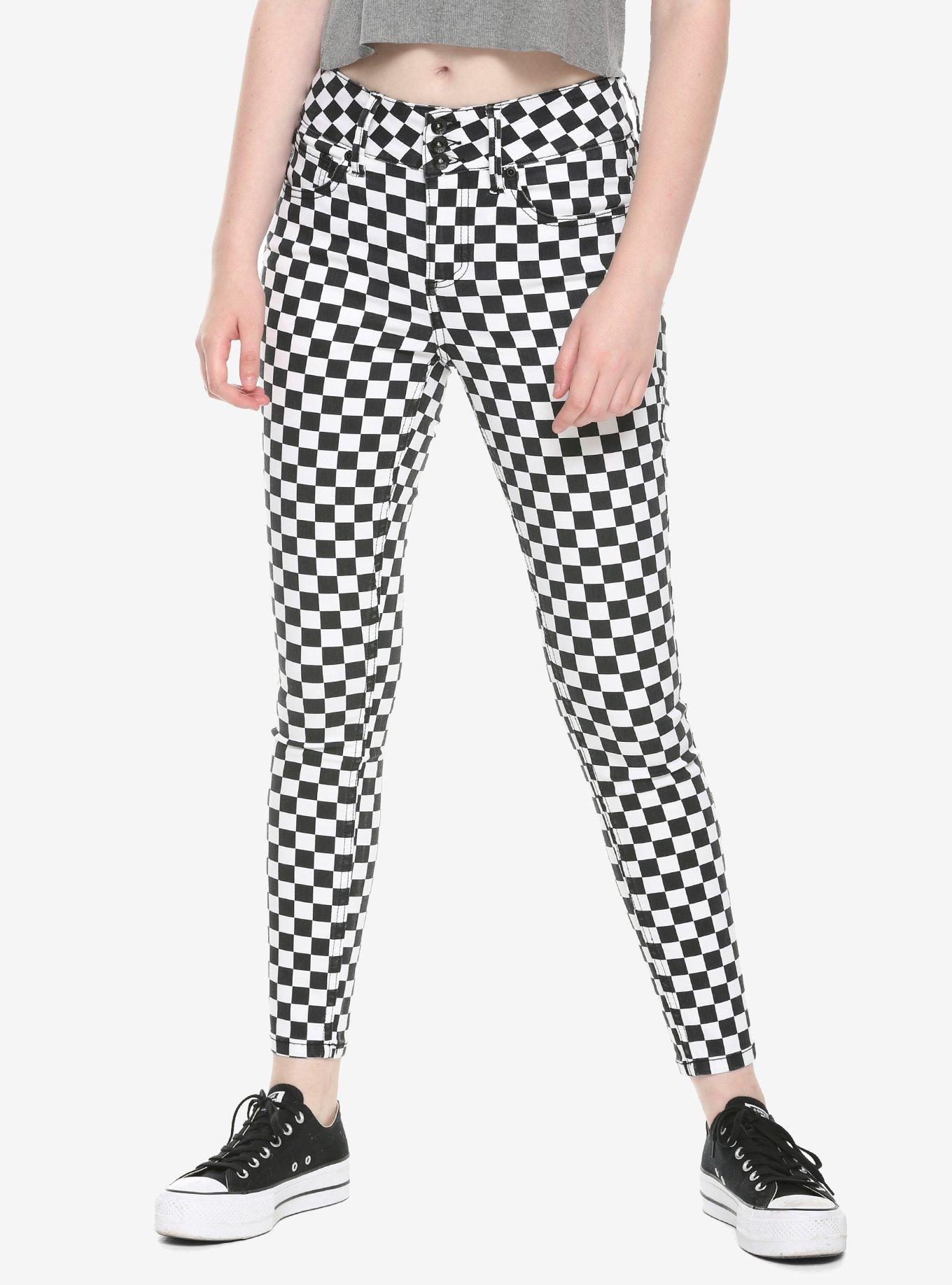 Ht Denim Checkered Hi Rise Super Skinny Jeans Hot Topic