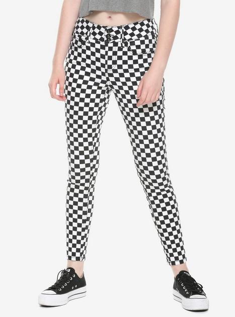 HT Denim Checkered Hi-Rise Super Skinny Jeans | Hot Topic