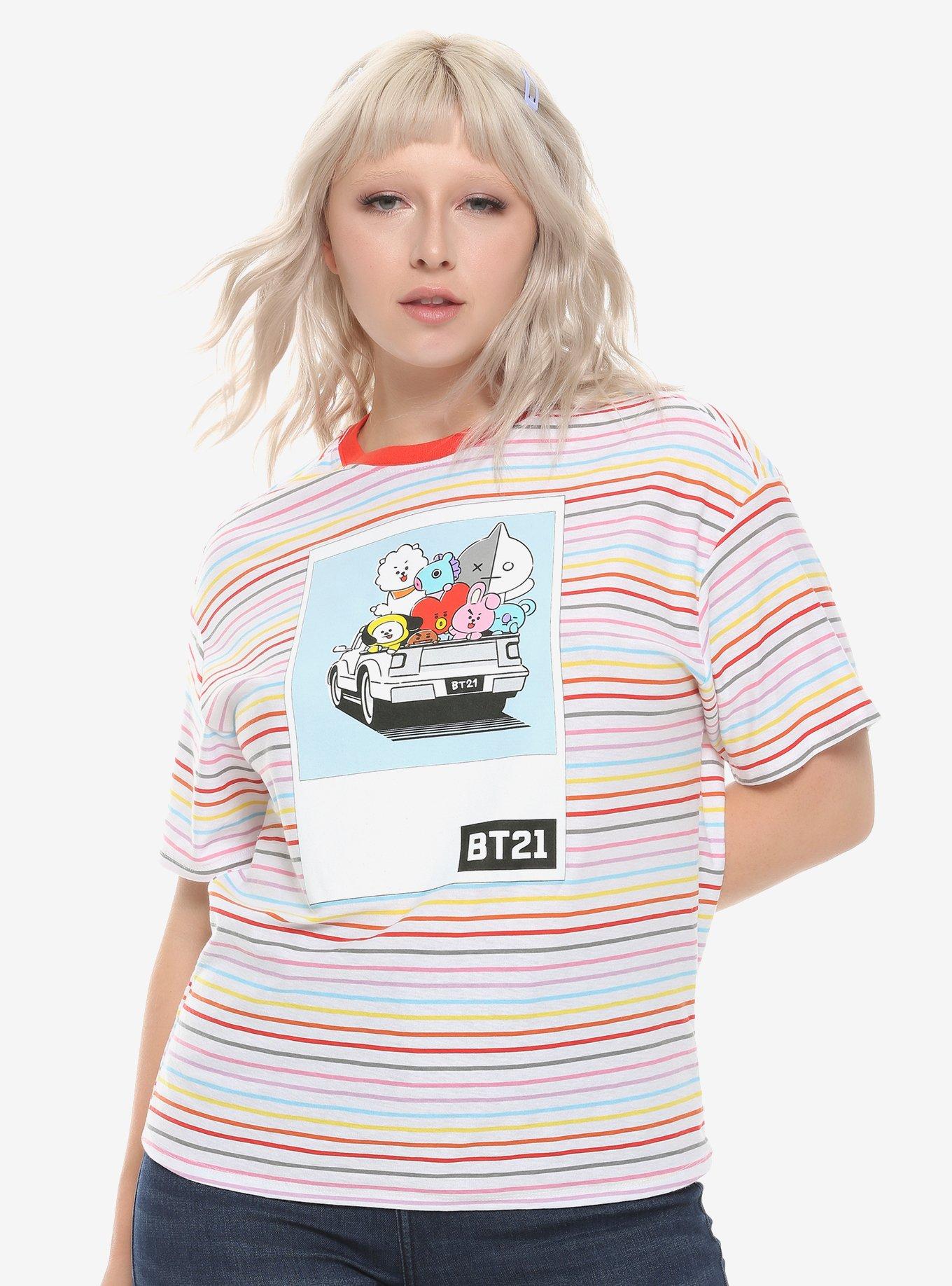 BT21 Truck Striped Girls Oversized Ringer T-Shirt | Hot Topic