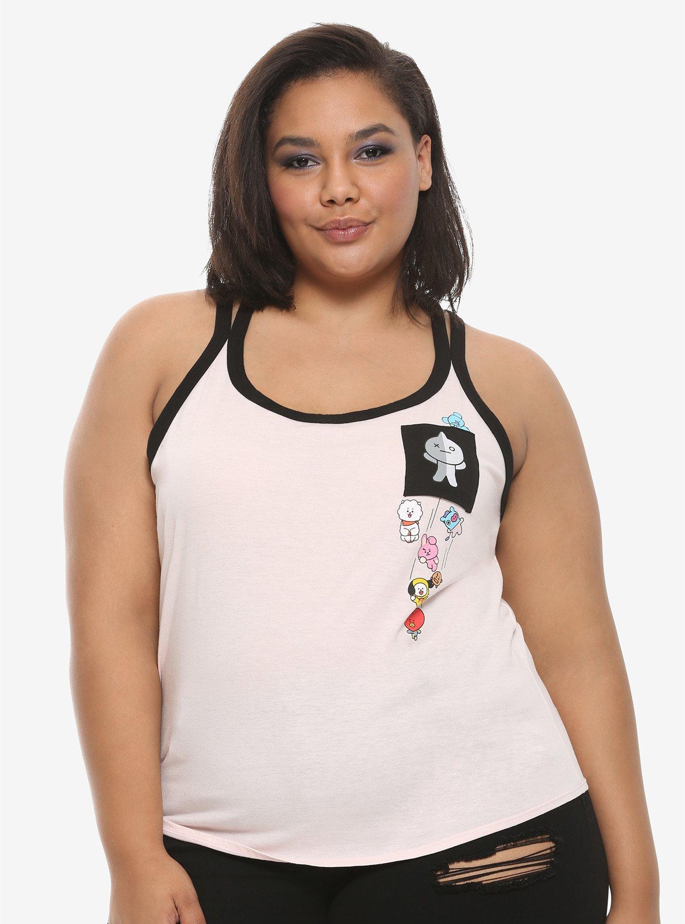 BT21 Falling Characters Pocket Girls Strappy Tank Top Plus Size | Hot Topic
