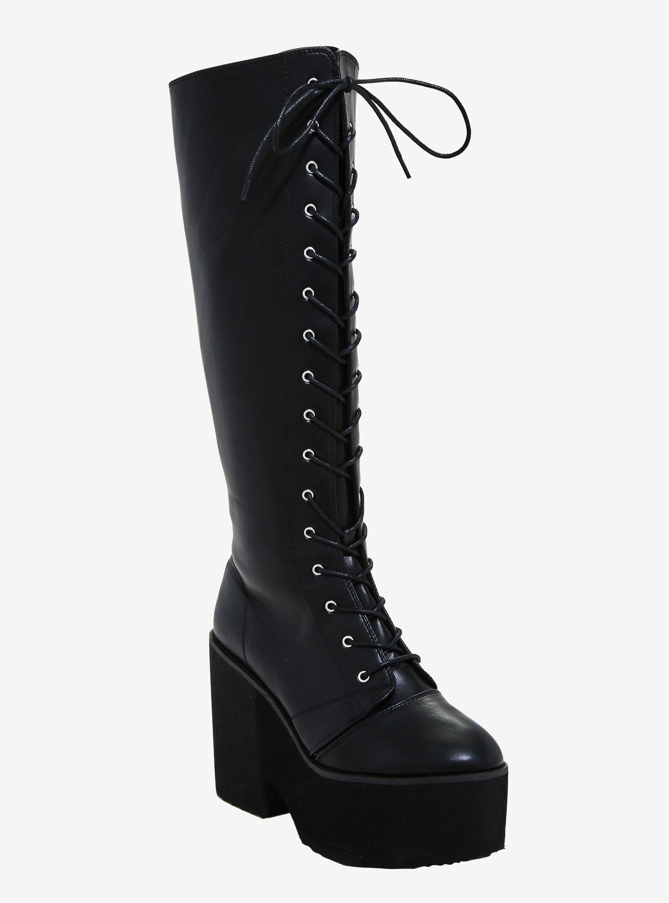 On Guard Knee Platform Boots | Hot Topic
