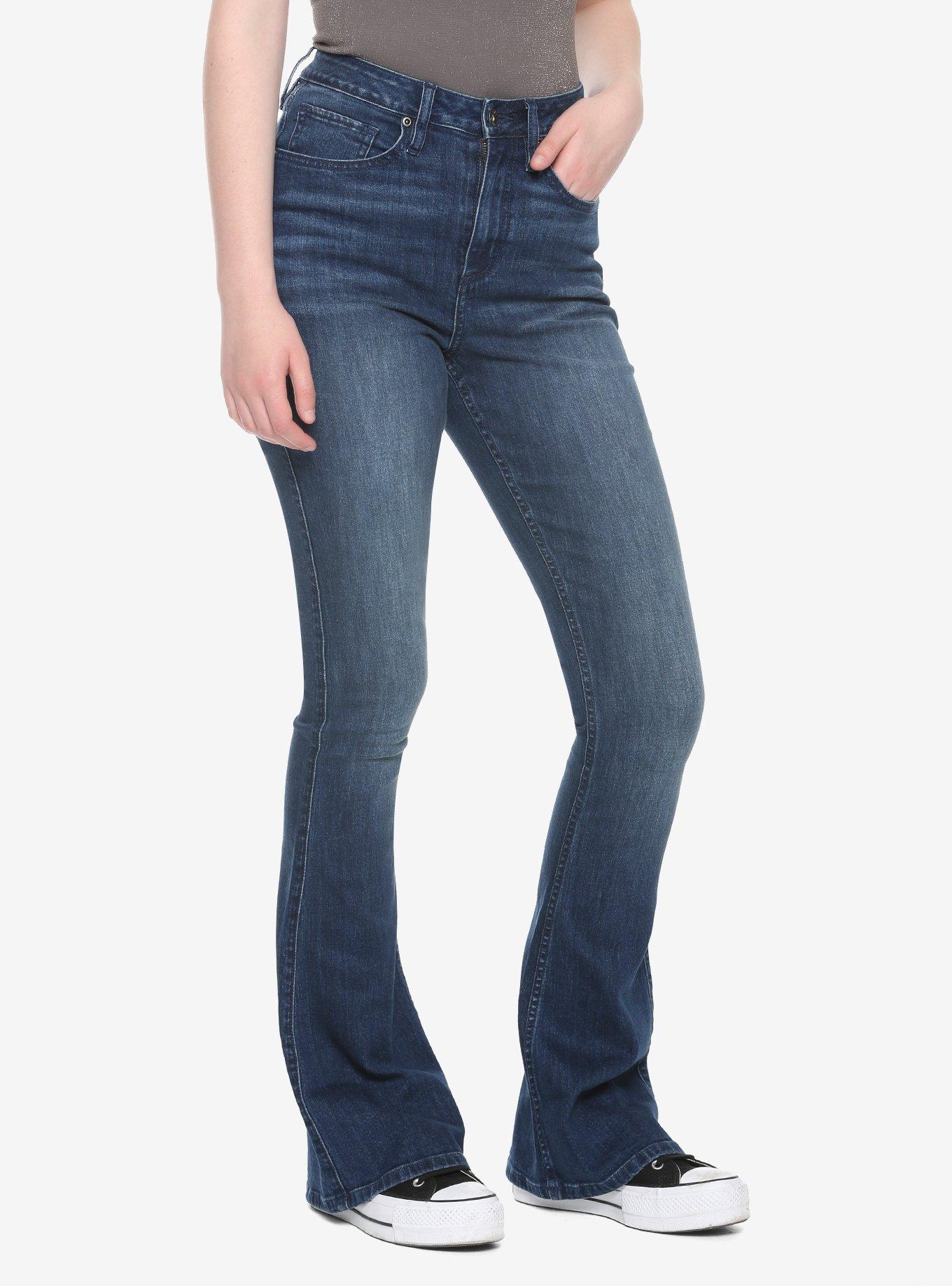 Ht Denim Indigo Hi Rise Flared Jeans Hot Topic
