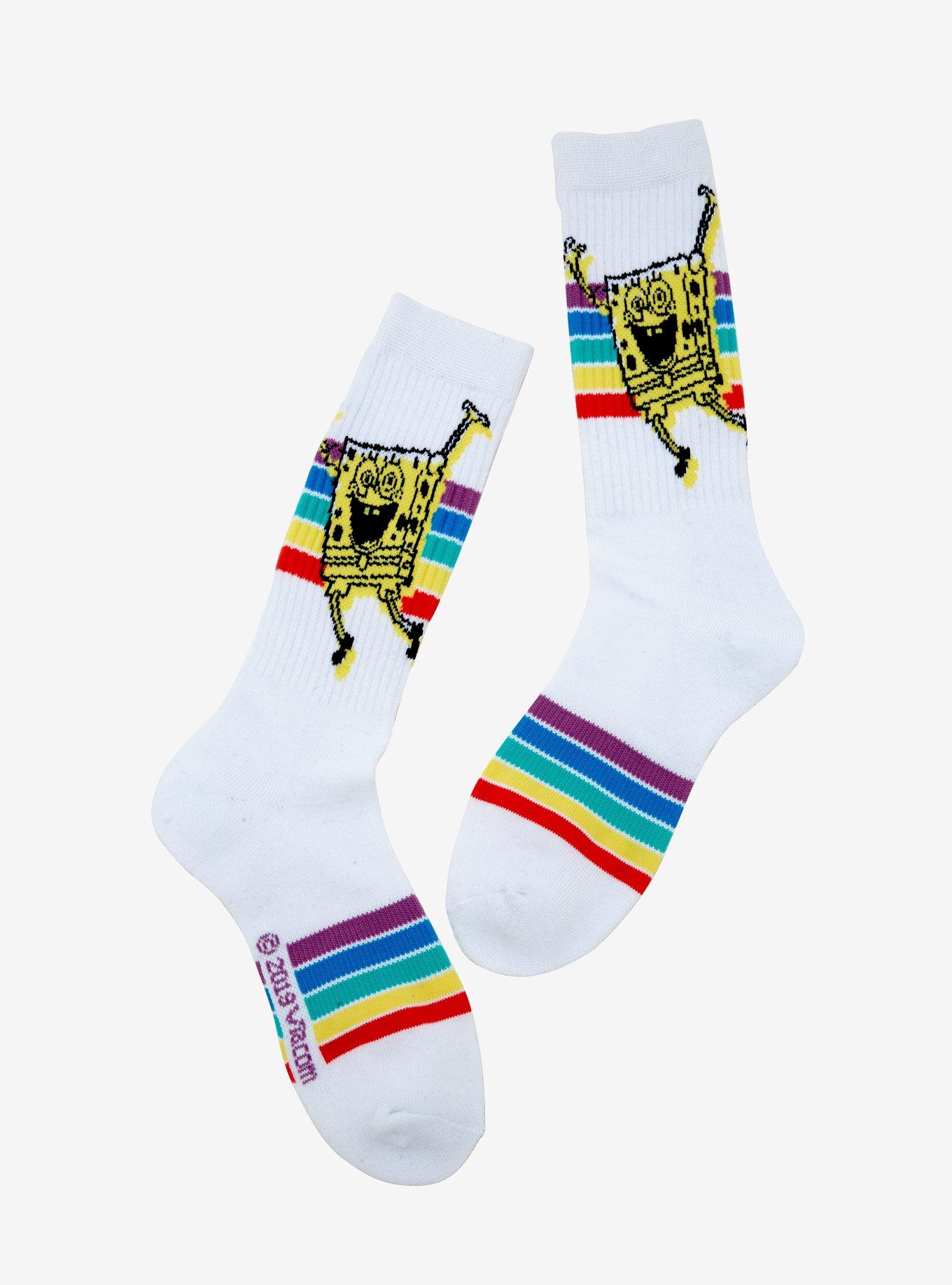 SpongeBob SquarePants Rainbow Crew Socks | Hot Topic
