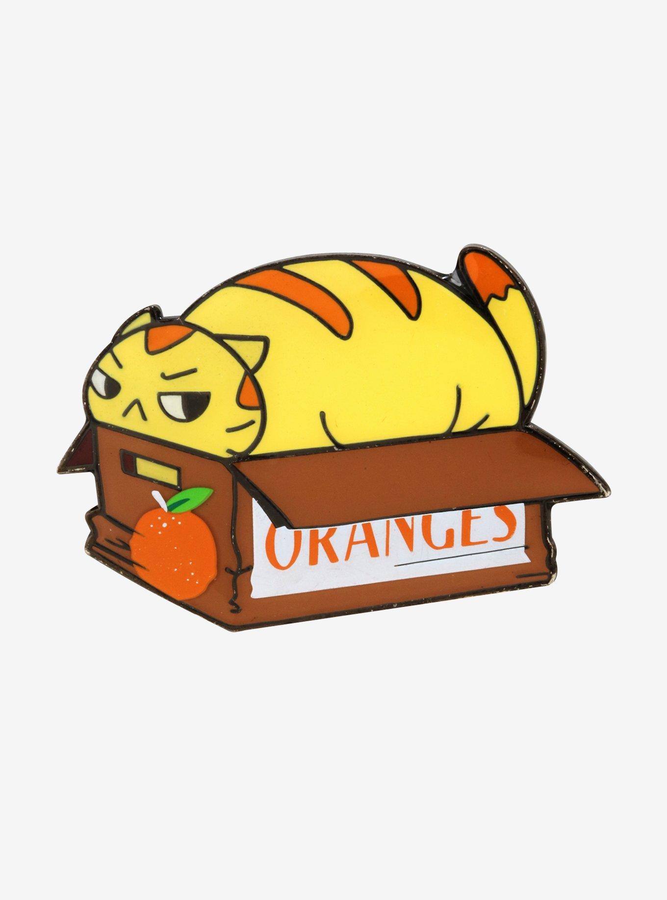 Fat Orange Cat In A Box Enamel Pin | Hot Topic