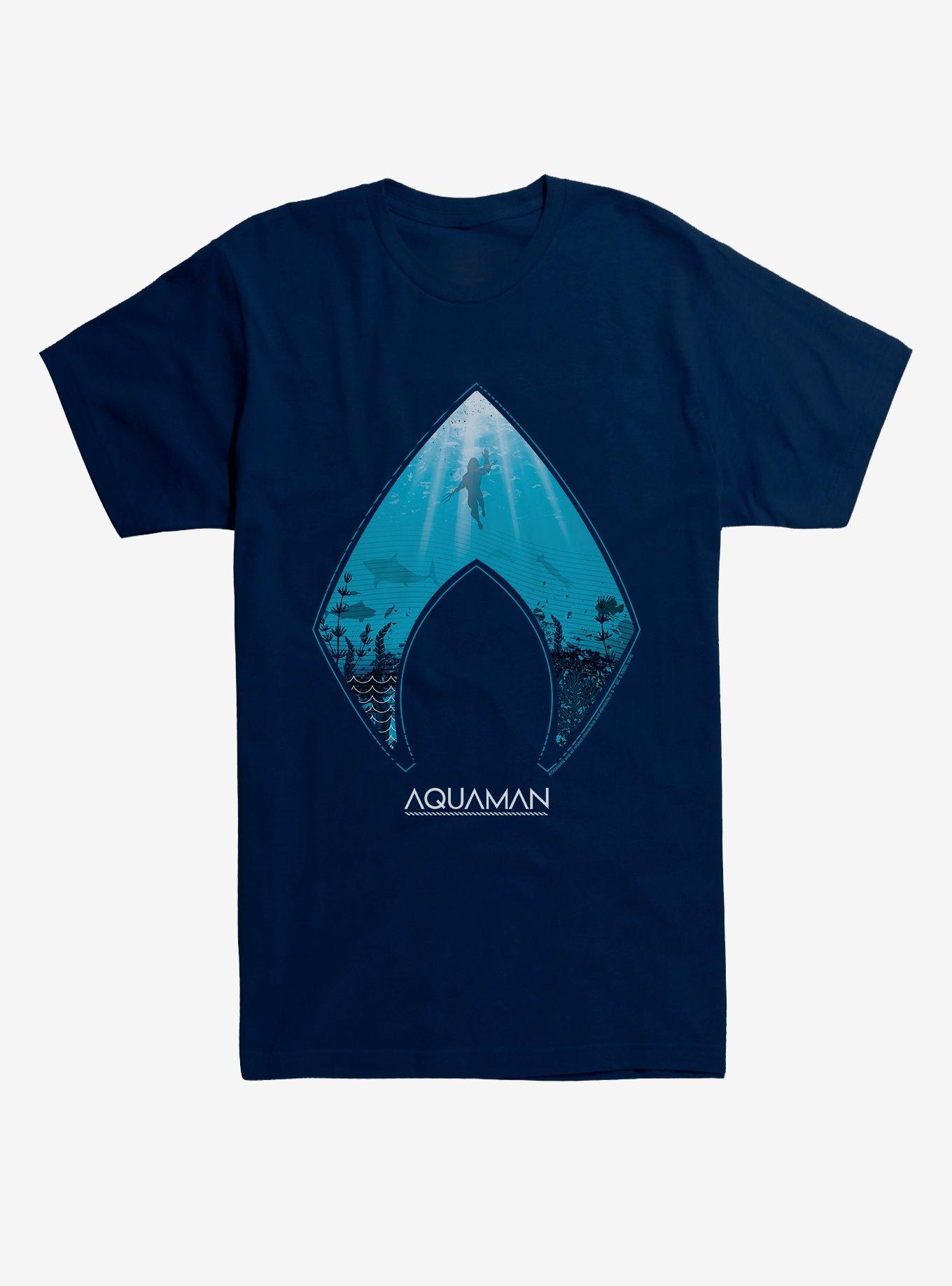Dc Comics Aquaman Icon Sea Background T Shirt Boxlunch
