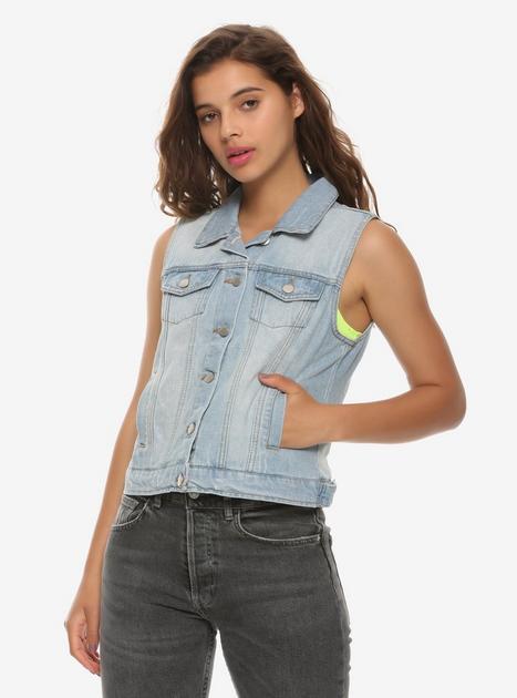 Light Wash Denim Vest With Pockets | Hot Topic