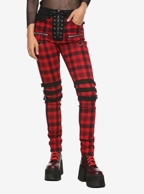 Royal Bones By Tripp Red Plaid Buckle Pants Hot Topic