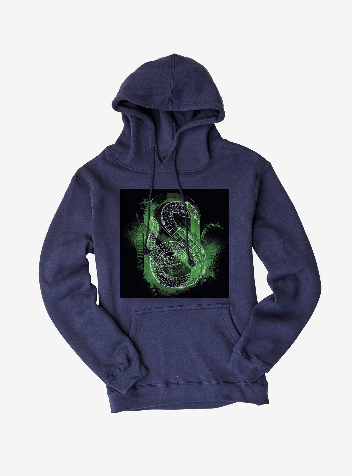 Navy Harry Potter Slytherin Logo Outline Hoodie Boxlunch