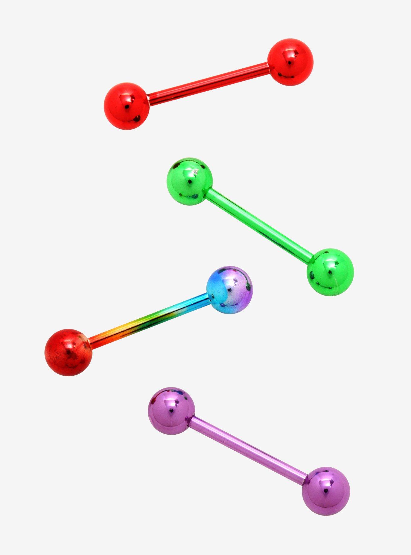 14G Steel Rainbow Metallic Barbell 4 Pack | Hot Topic