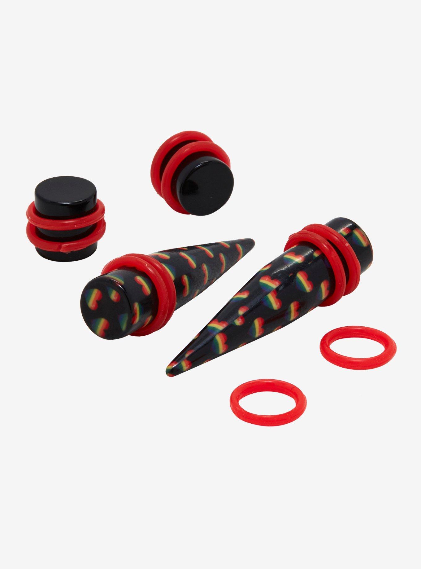 Acrylic Rainbow Hearts Taper 4 Pack | Hot Topic