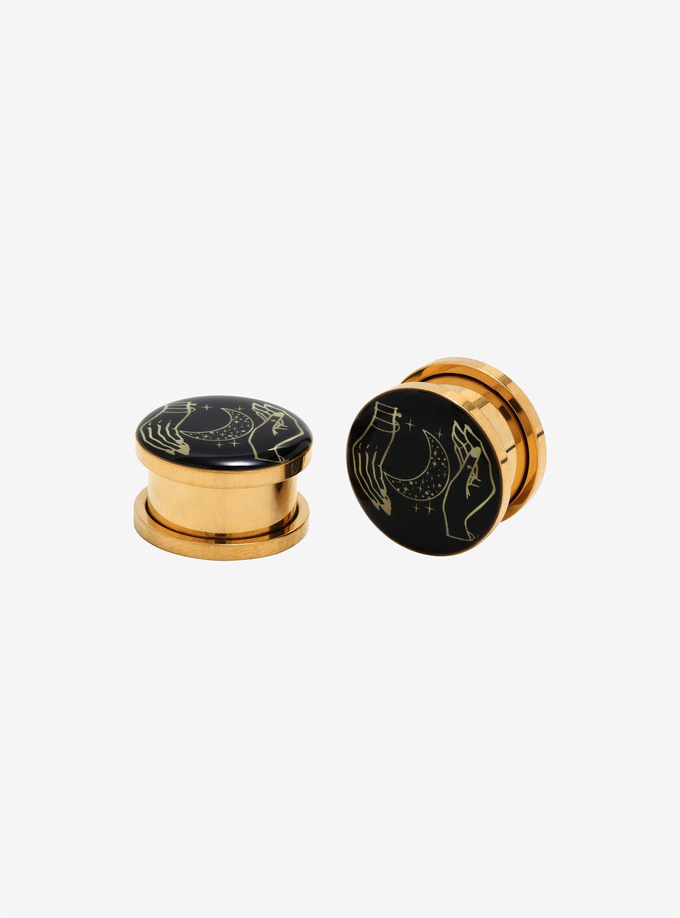 Steel Gold Moon Hands Spool Plug 2 Pack | Hot Topic