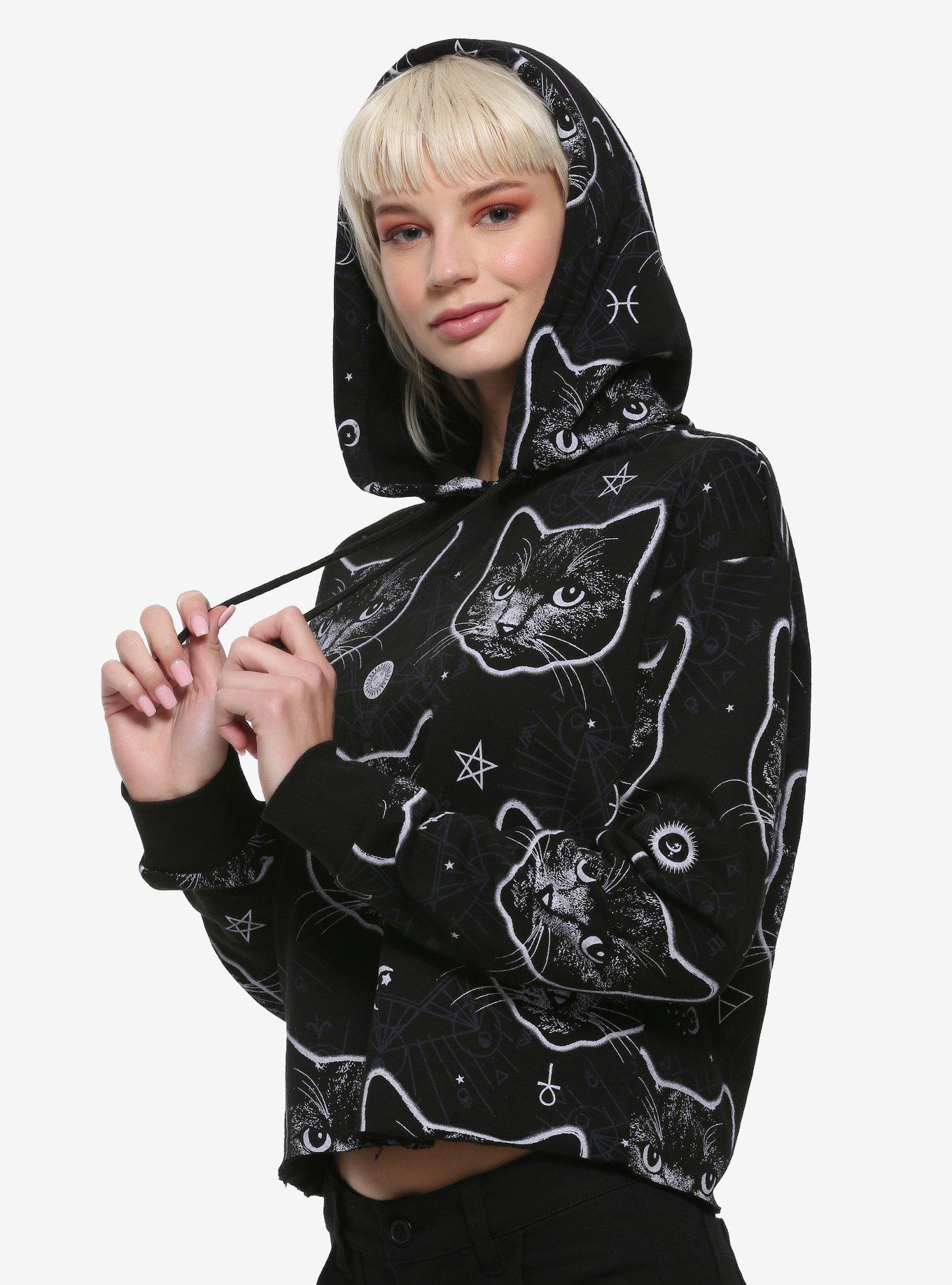 Black Cat Girls Crop Hoodie | Hot Topic