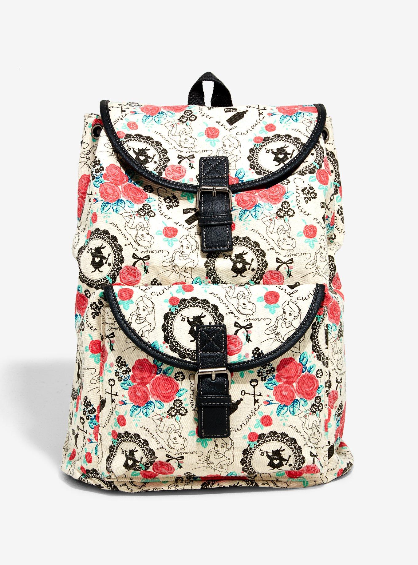 Disney Alice In Wonderland Roses Allover Print Canvas Backpack | Hot Topic