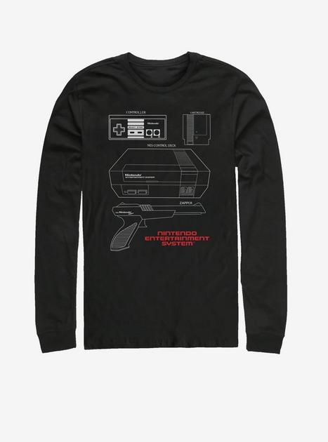 Nintendo NES Schematic Long-Sleeve T-Shirt - BLACK | BoxLunch