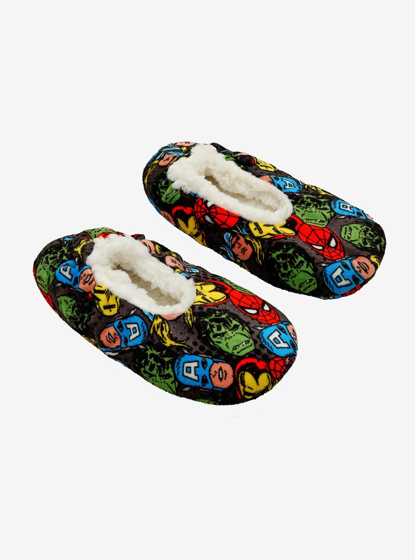 Marvel Avengers Allover Print Sherpa Cozy Slippers | Hot Topic