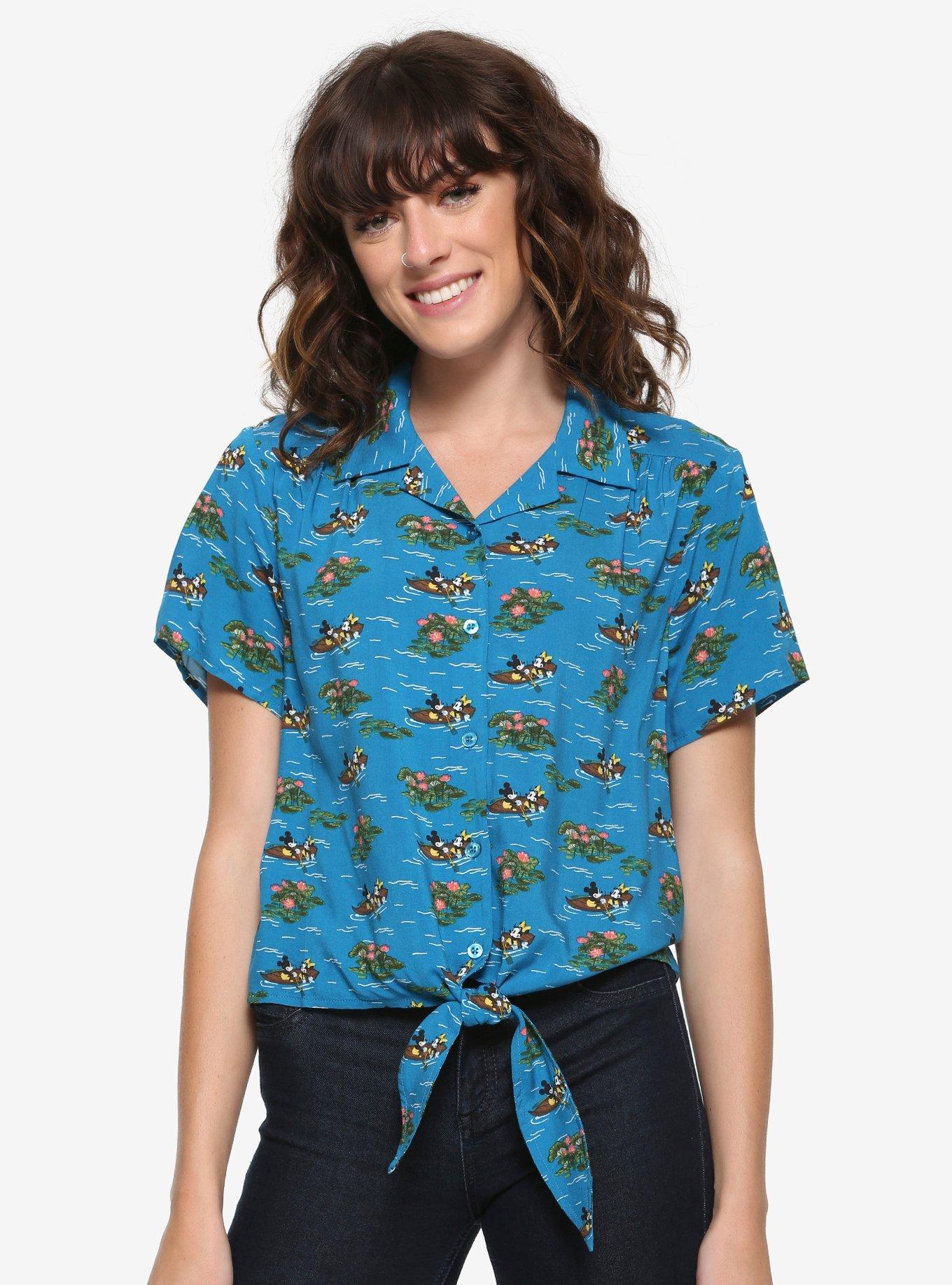 Disney Mickey & Minnie Rowboat Women's Tie-Front Woven Top - BoxLunch ...