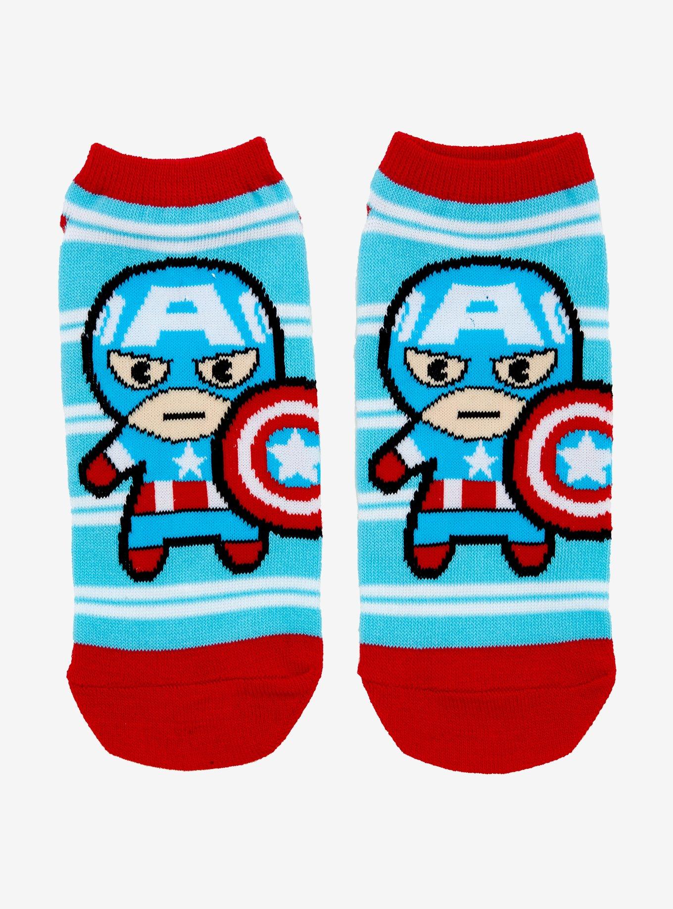 Marvel Avengers Chibi Captain America No-Show Socks | Hot Topic