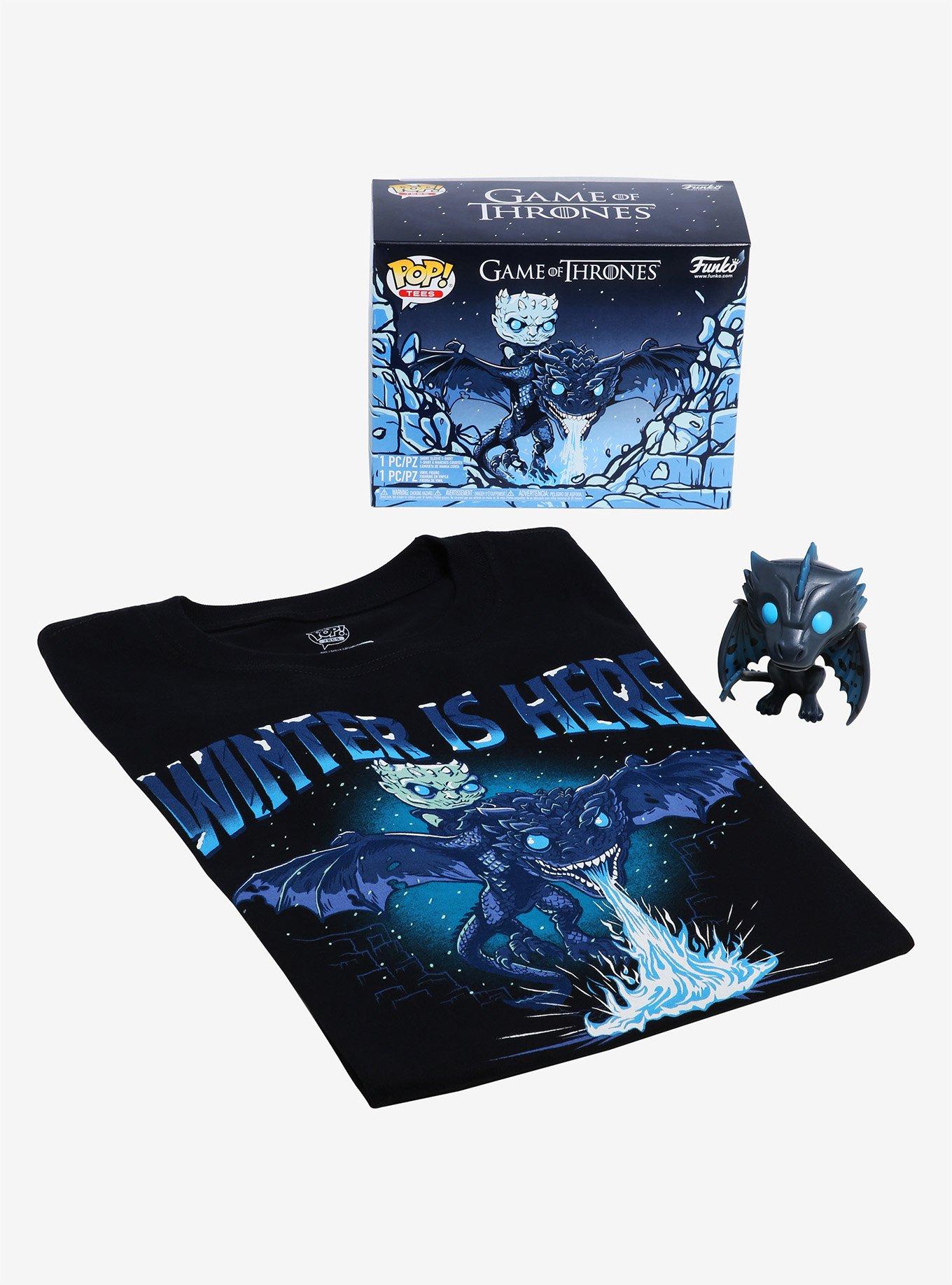 Funko Pop! Tees Game of Thrones Icy Viserion T-Shirt & Glow-in-the-Dark ...