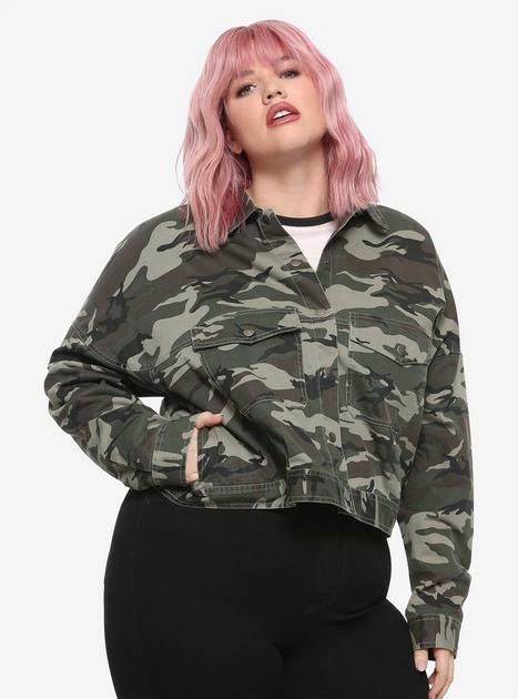 Camo Snap-Button Girls Jacket Plus Size | Hot Topic