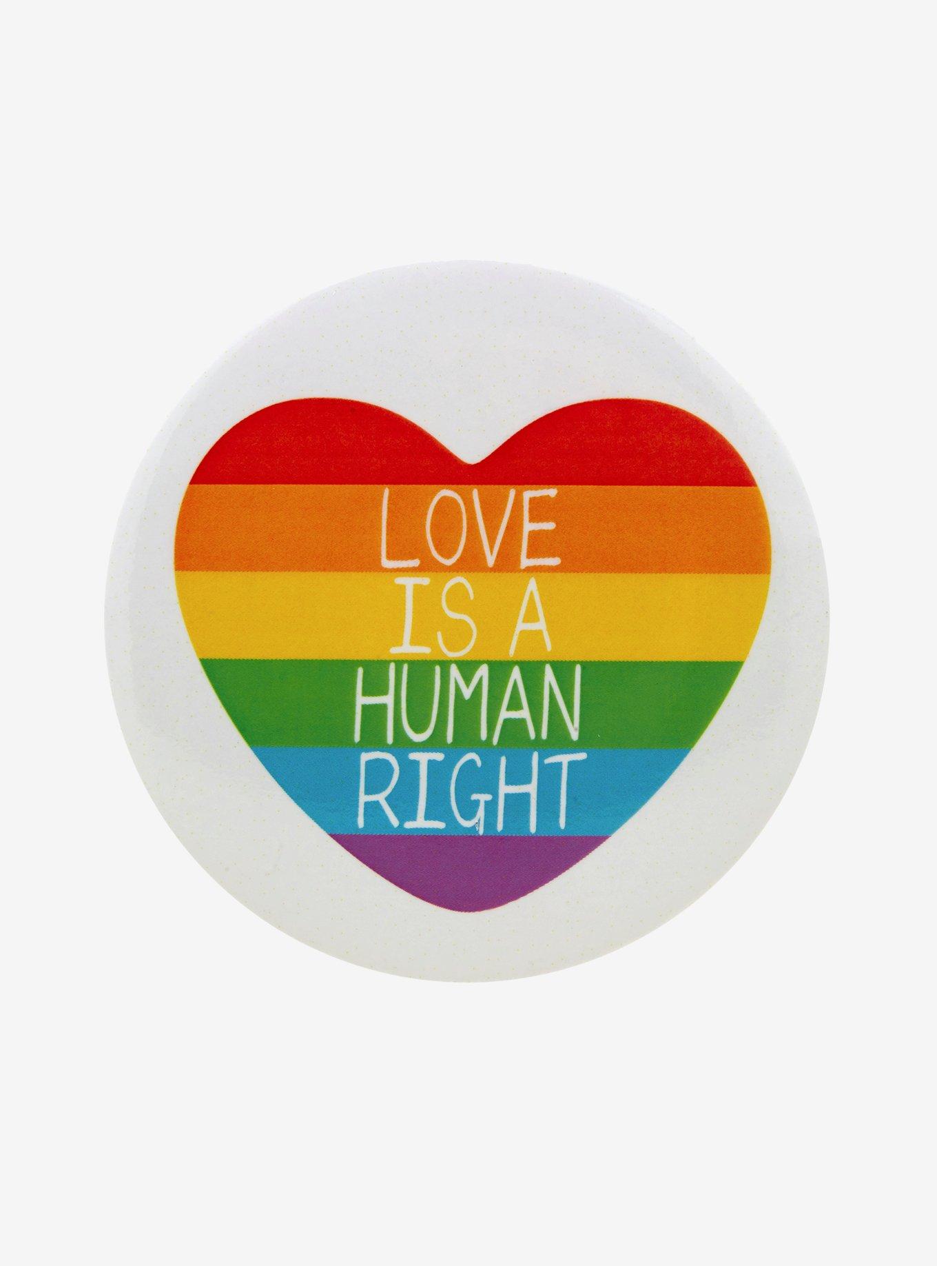 Love Is Human Right Rainbow Heart Button | Hot Topic