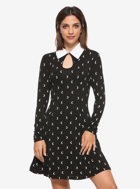 Moon Print Long-Sleeve Collared Dress | Hot Topic