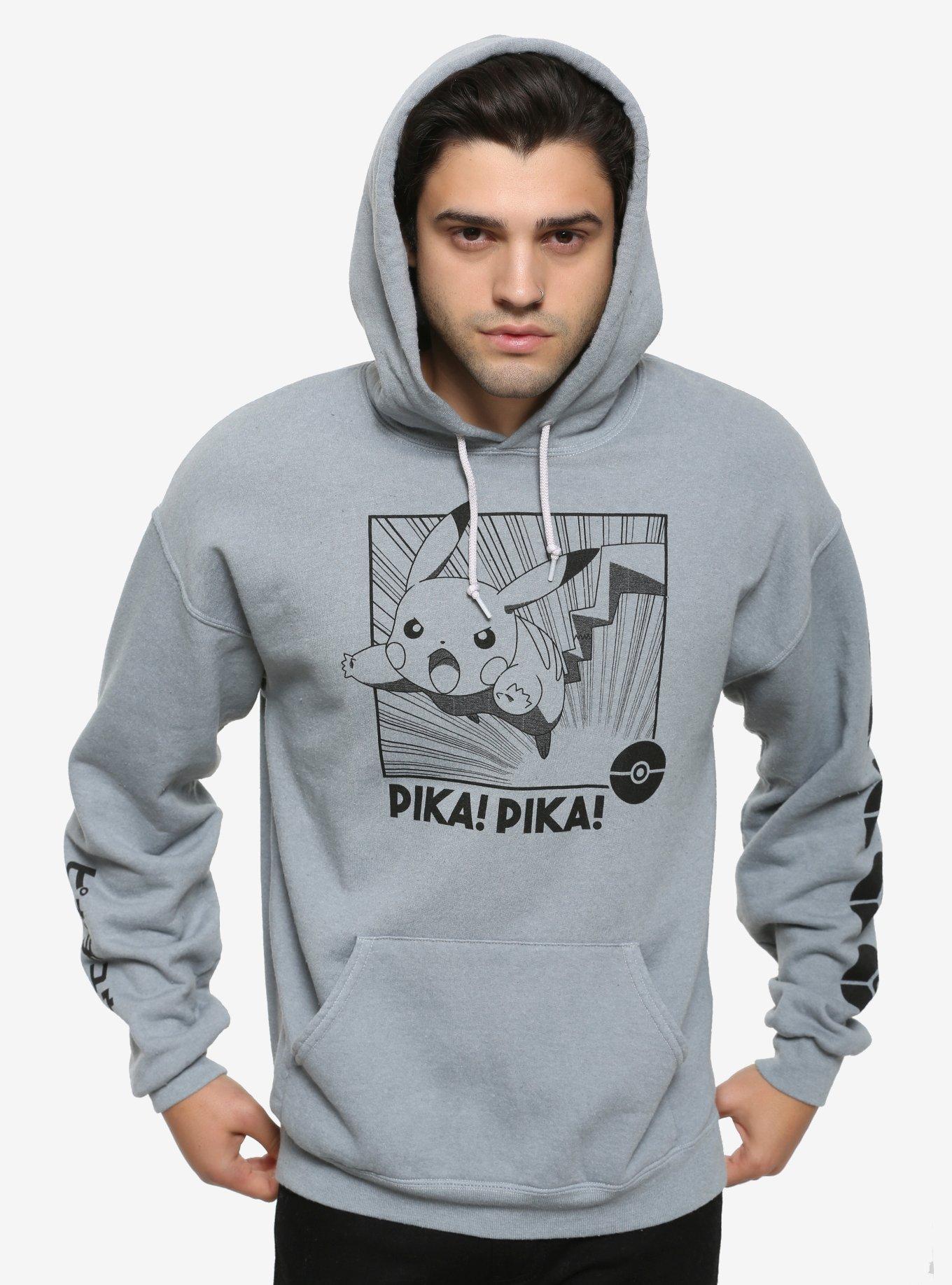 Pokemon Pikachu Grey Hoodie Hot Topic