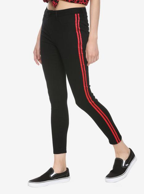 Red Tape Cropped Black Skinny Jeans | Hot Topic