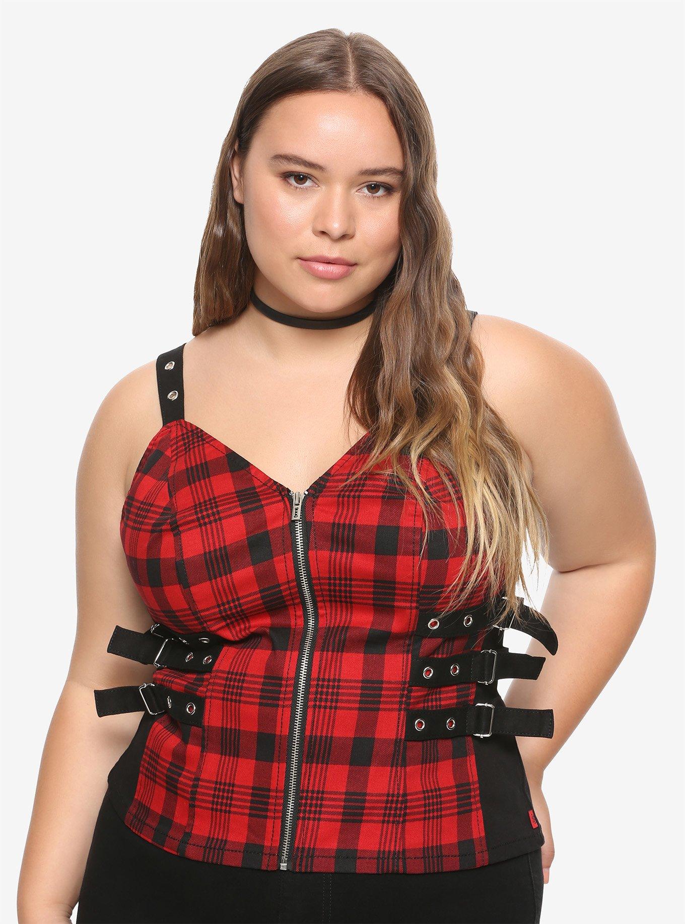 Royal Bones By Trip Plaid Straps And Zipper Corset Plus Size Hot Topic