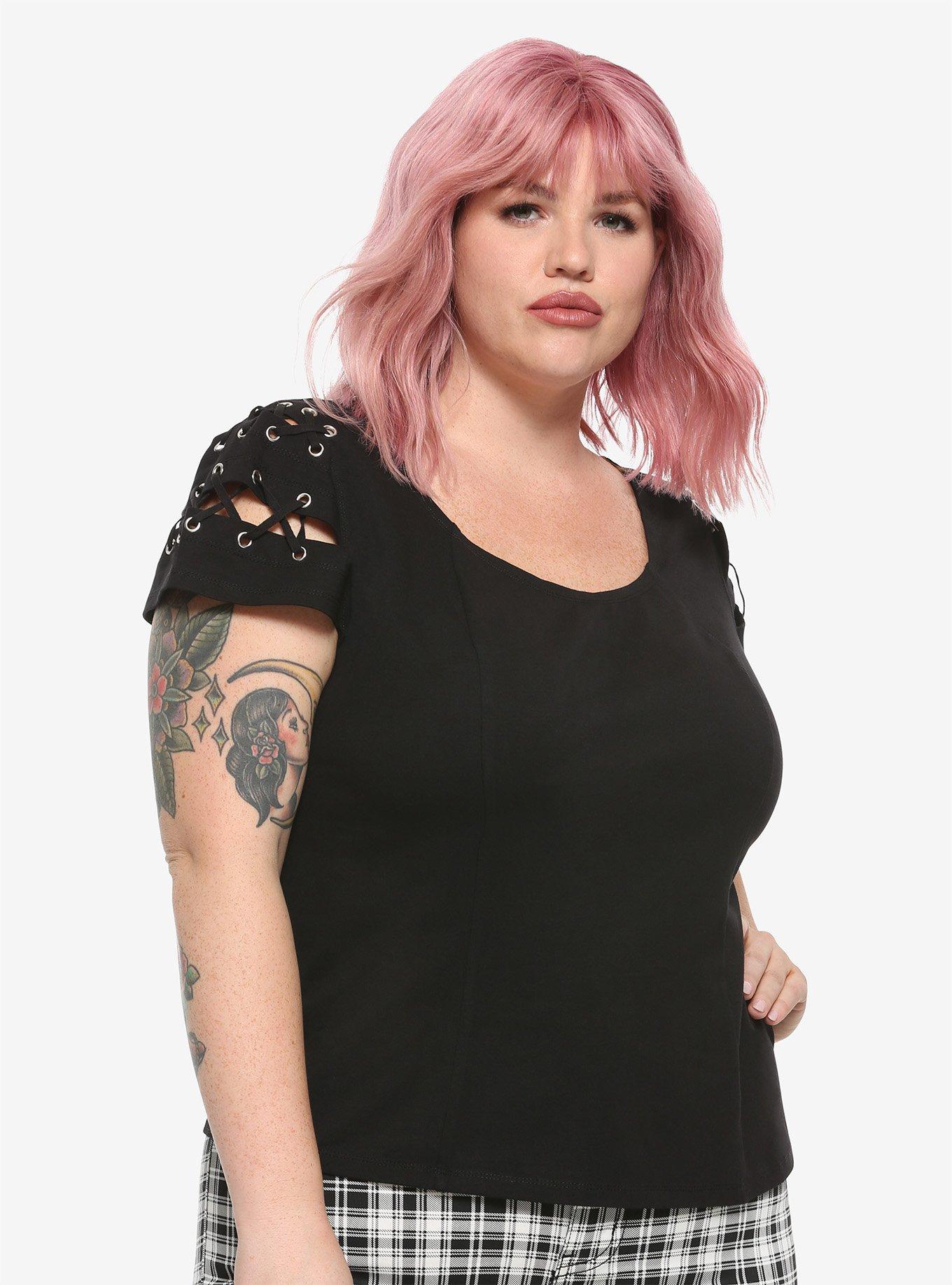 Royal Bones By Tripp Lacing Shoulder Girls T-Shirt Plus Size | Hot Topic
