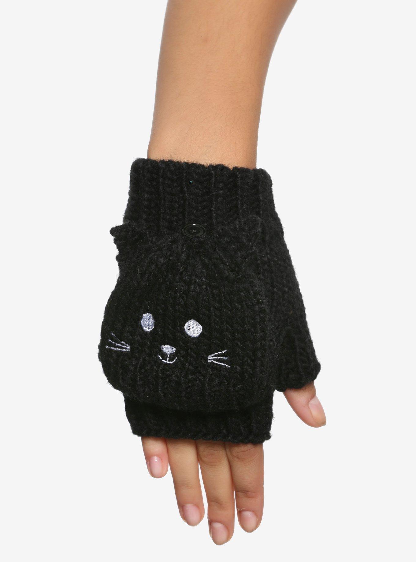 Cat Face Crocheted Glomitts | Hot Topic