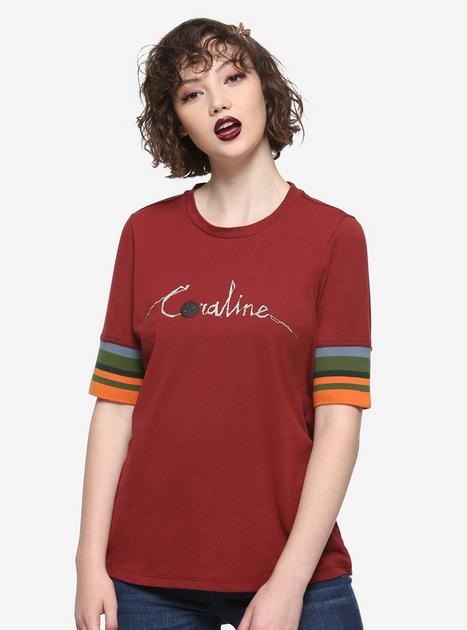 Coraline Stripe Mid-Sleeve Girls T-Shirt | Hot Topic