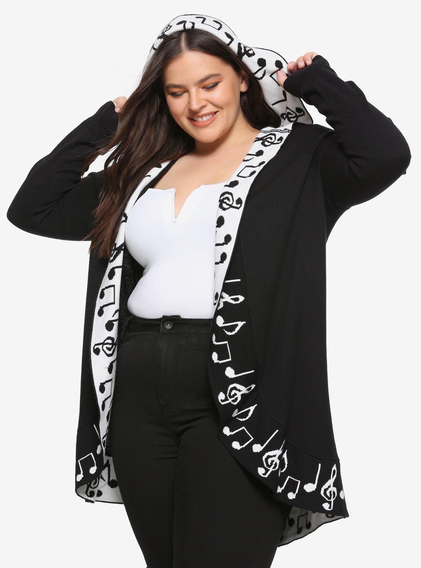 Music Note Hooded Girls Flyaway Cardigan Plus Size | Hot Topic