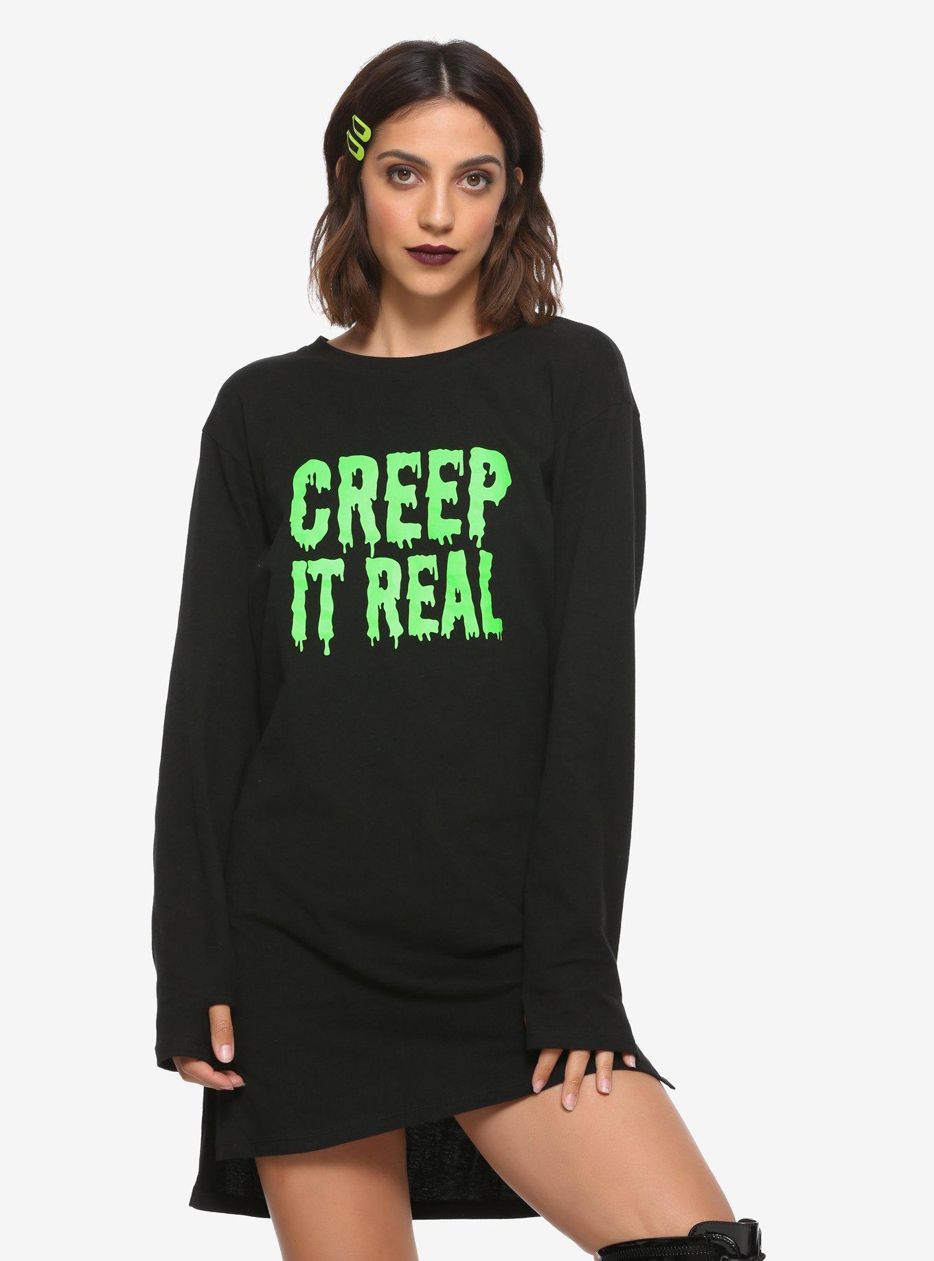 Creep It Real Long-Sleeve T-Shirt Dress | Hot Topic