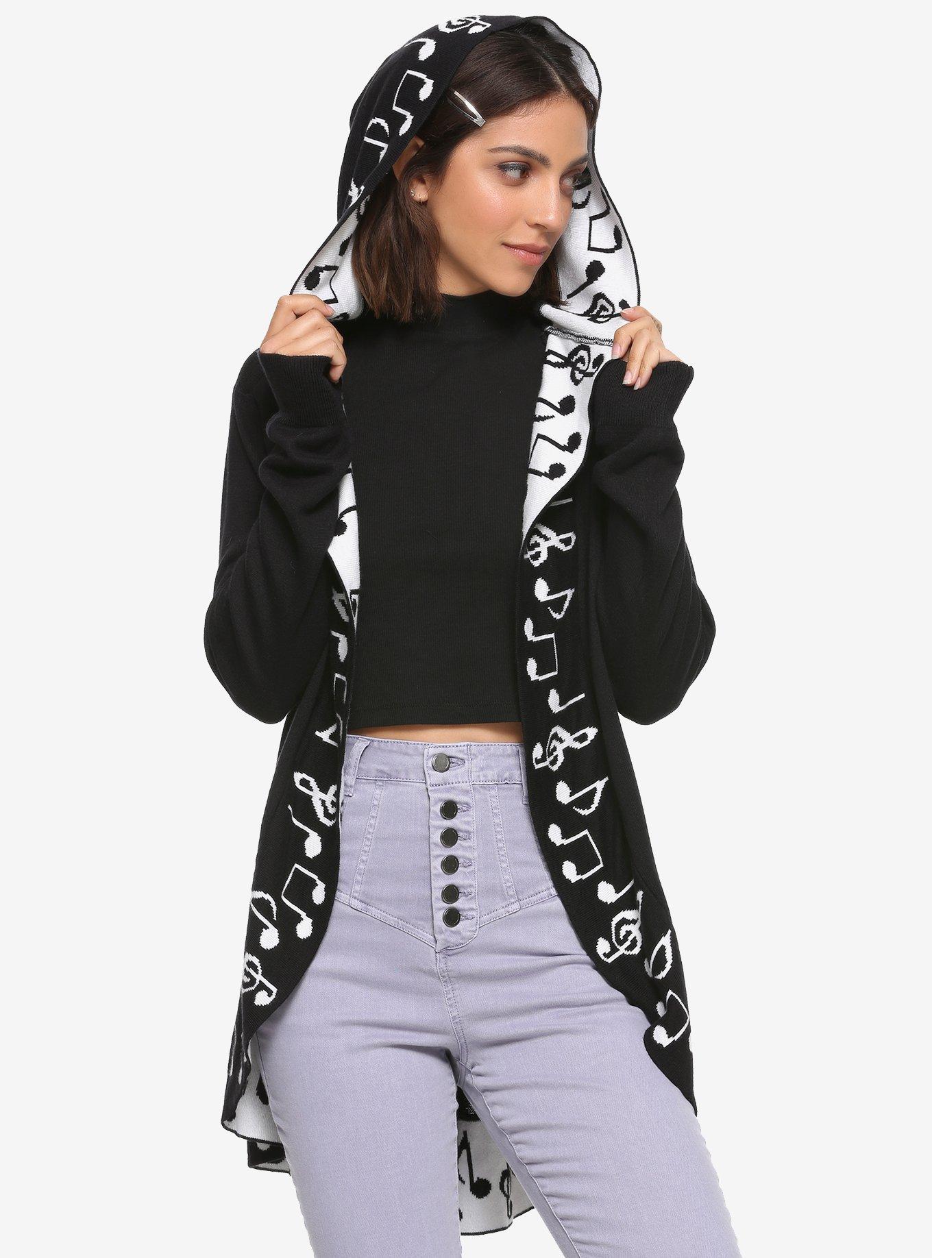 Music Note Hooded Girls Flyaway Cardigan | Hot Topic