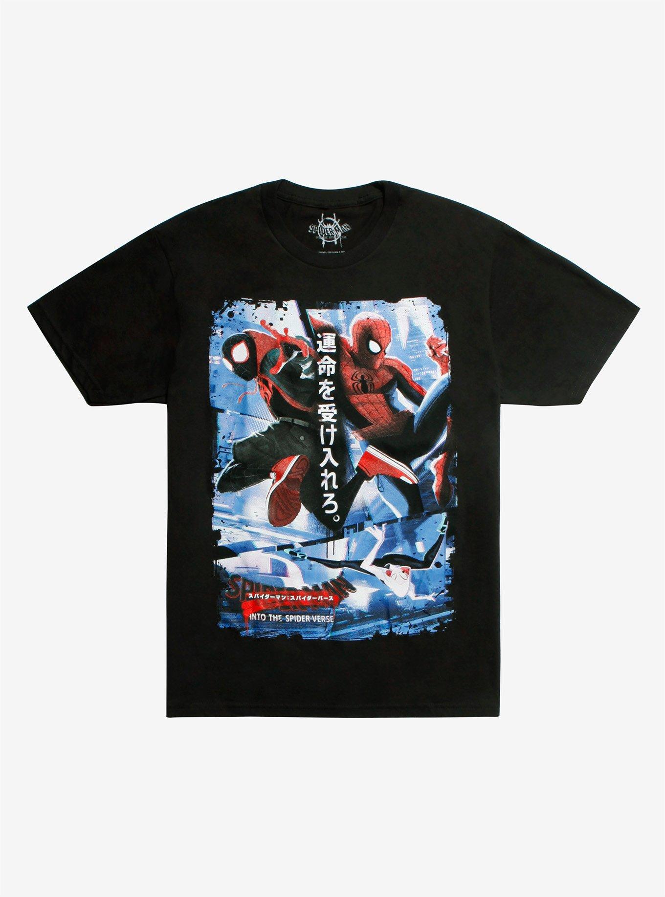 Marvel Spider-Man: Into The Spider-Verse Japanese Poster T-Shirt | Hot ...