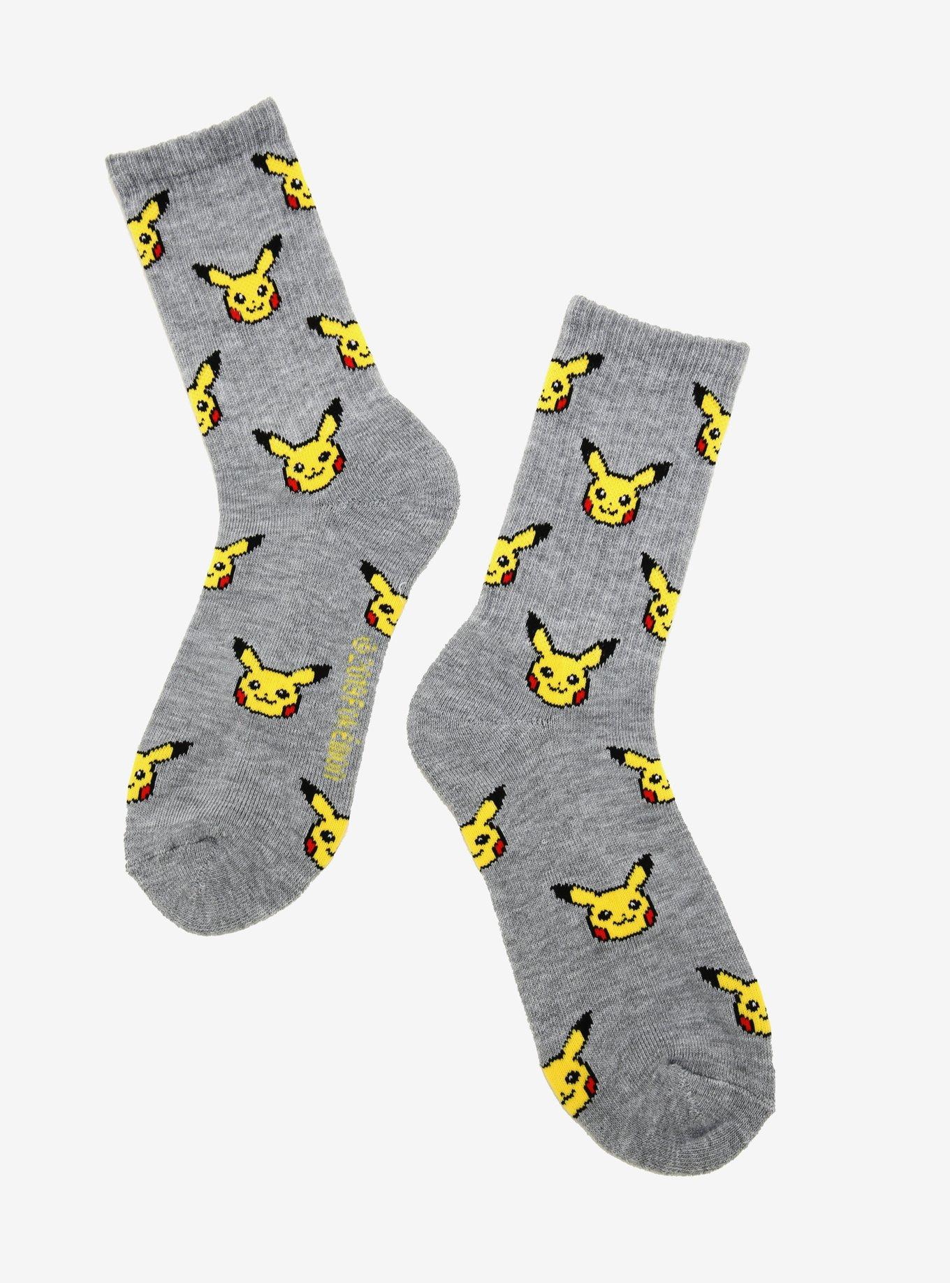 Pokemon Pikachu Face Allover Print Crew Socks - BoxLunch Exclusive ...