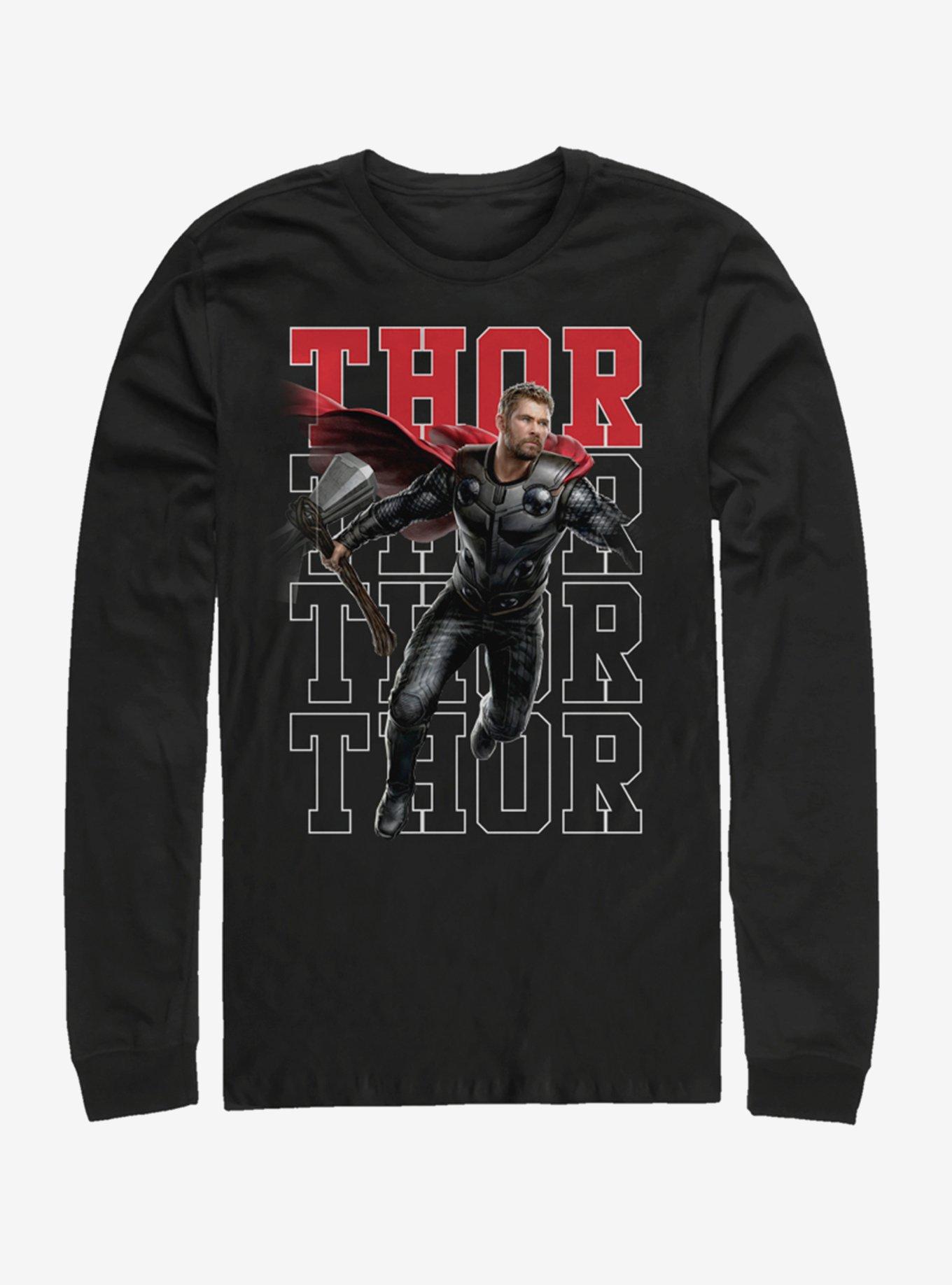 Marvel Avengers: Endgame Heroic Shot Thor Long-Sleeve T-Shirt - BLACK ...