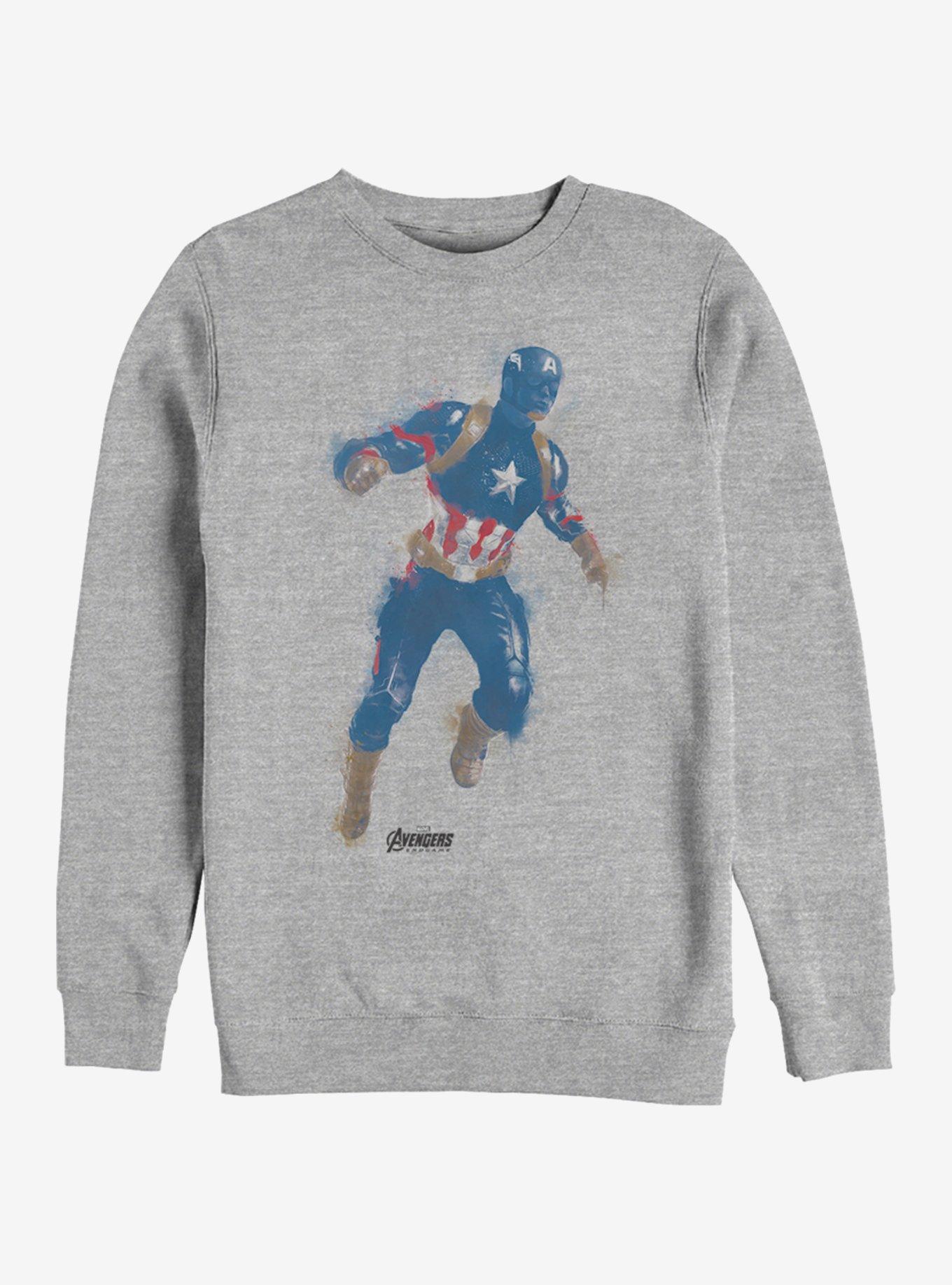 Marvel Avengers: Endgame Captain America Paint Heathered Sweatshirt ...