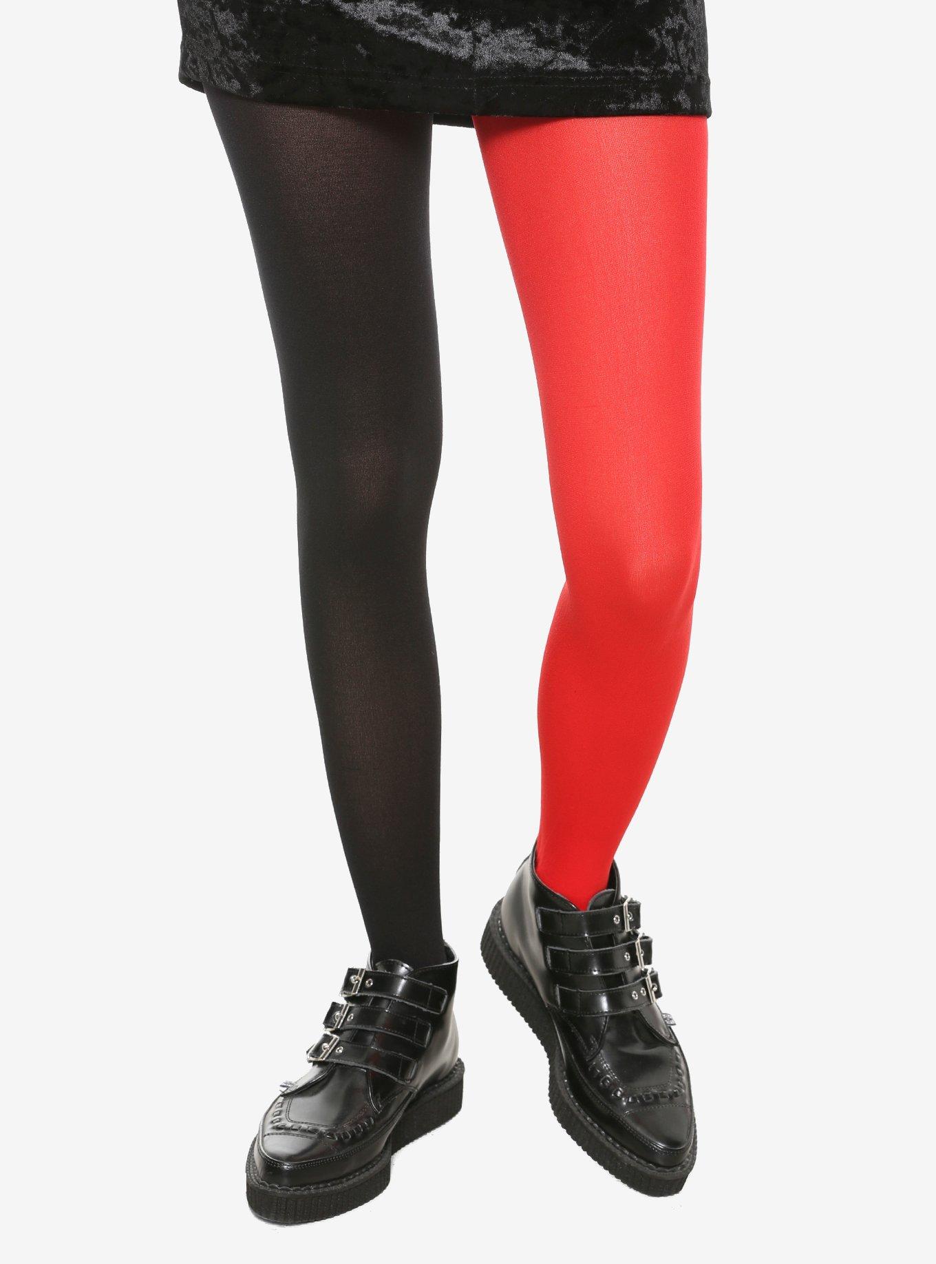 Black & Red Split Tights | Hot Topic