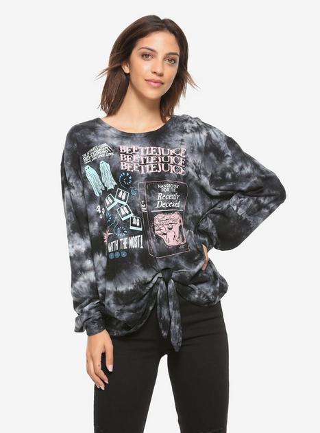 Beetlejuice Icons Tie Dye Tie Front Girls Long Sleeve T Shirt Hot Topic
