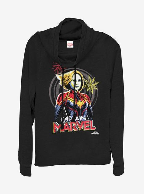 Marvel Captain Marvel Marvel Drawing Cowlneck Long-Sleeve Girls Top ...