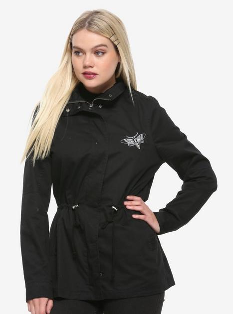 Black & White Moth Girls Cargo Jacket | Hot Topic