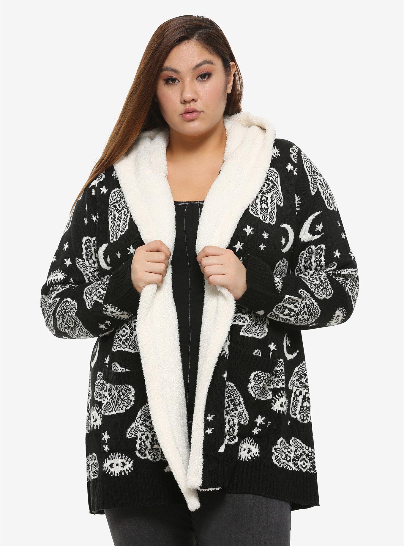 Hand & Eye Sherpa Girls Open Cardigan Plus Size | Hot Topic