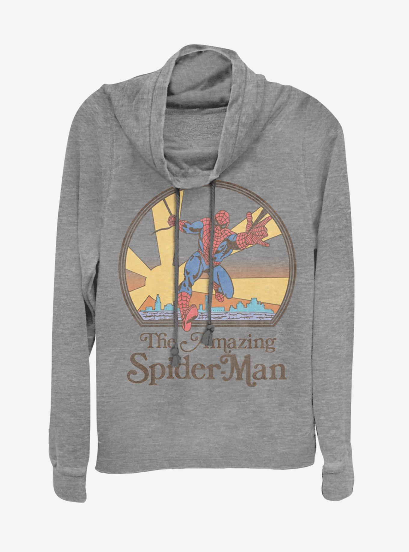 Marvel Spiderman Amazing Spiderman 70'S Cowlneck Long-Sleeve Womens Top ...