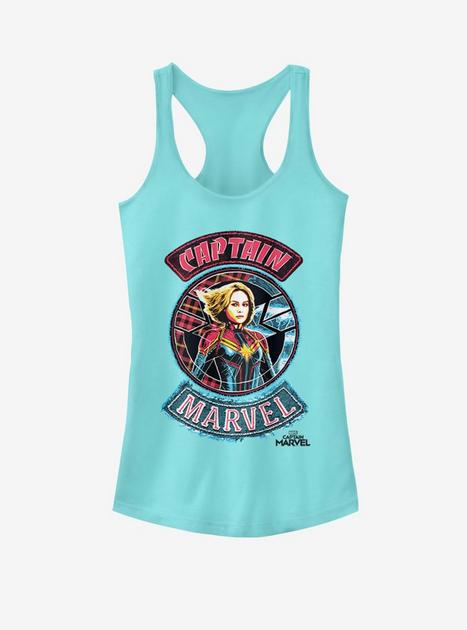 Marvel Captain Marvel Patches Girls Tank - BLUE | Hot Topic