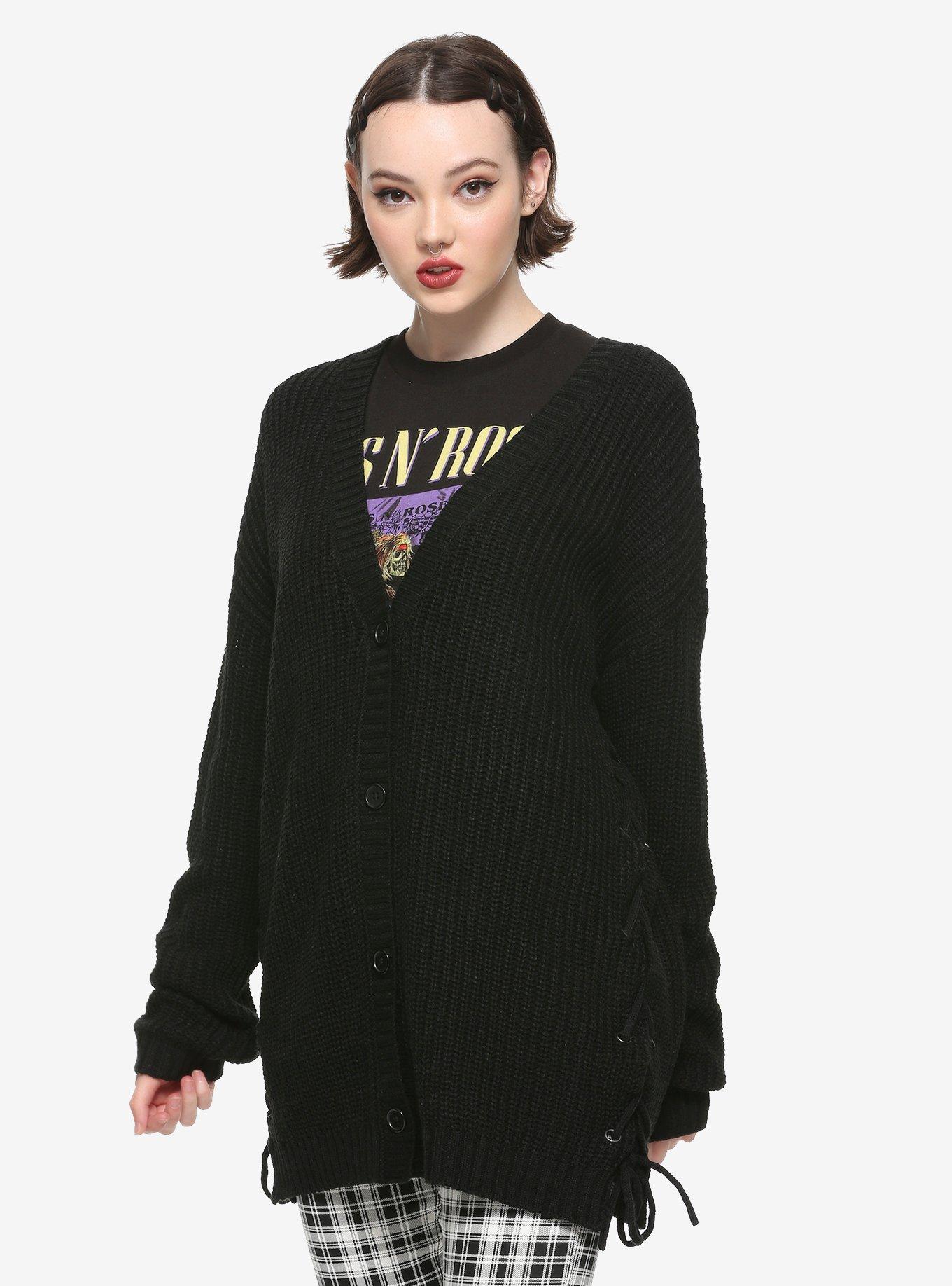 Black Side-Lacing Girls Cardigan | Hot Topic